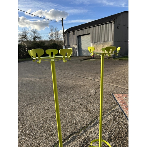 Three modern lime green hall stands