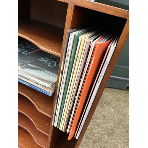 A mid century record unit with records 48x30x80