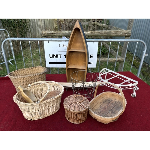 Baskets, Boat shelf unit, bin and metal stand