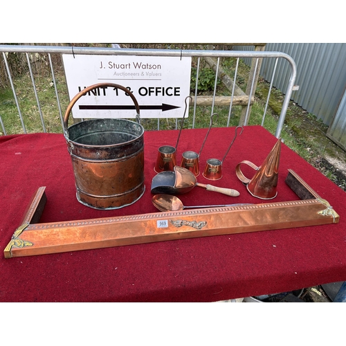 Copper Fender, length 119 cms, Coal bucket, scoops, cider measures and ...