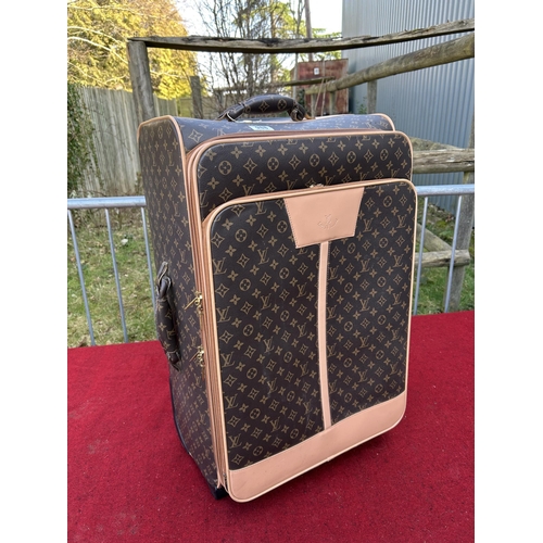 Louis Vuitton style two wheel pull along suitcase 71 x 46 x 25