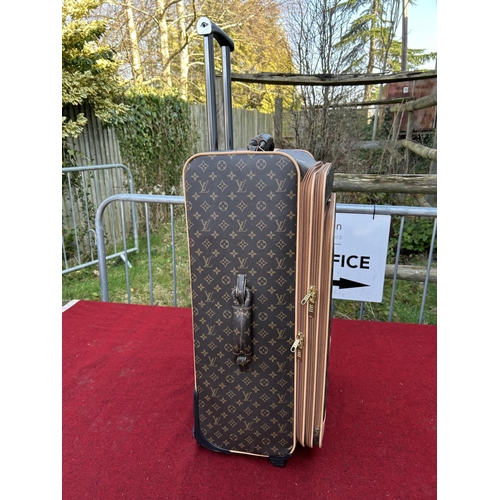 Louis Vuitton style two wheel pull along suitcase 71 x 46 x 25