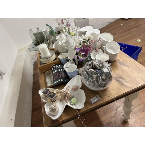 A collection of modern tea ware, decorative home wares etc 2 crates