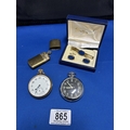 Elgin Rolled Gold Pocket Watch and Smiths Pocket Watch, Brass Lighter ...