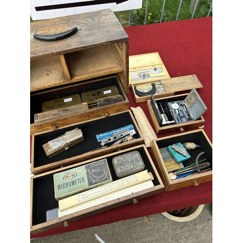 Engineers Cabinet with key and contents 46 x 22 x 38 cms