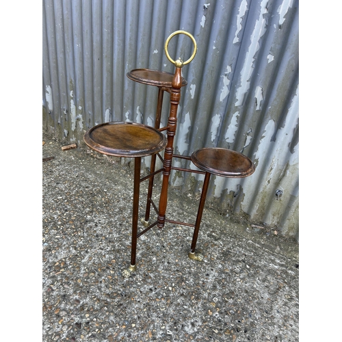 A mahogany three branch cake stand