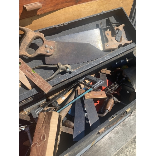 Two Carpenters Boxes and assorted Tools
