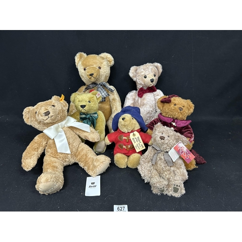 7 collectable Teddy Bears, including 2 Steiff