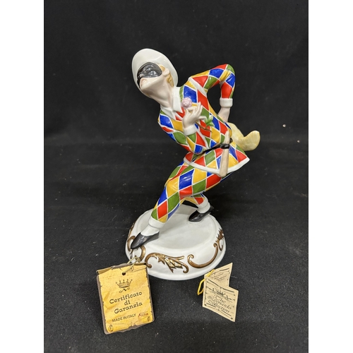 Italian Leonardo Harlequin figure, by Jiori Benveniti, height 24cms (No ...