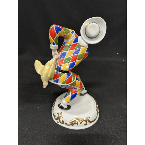 Italian Leonardo Harlequin figure, by Jiori Benveniti, height 24cms (No ...