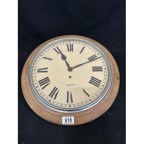 Garrard wall clock, 12" dial, (no key or pendulum)