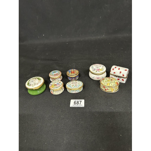 Five Enamel boxes and three others