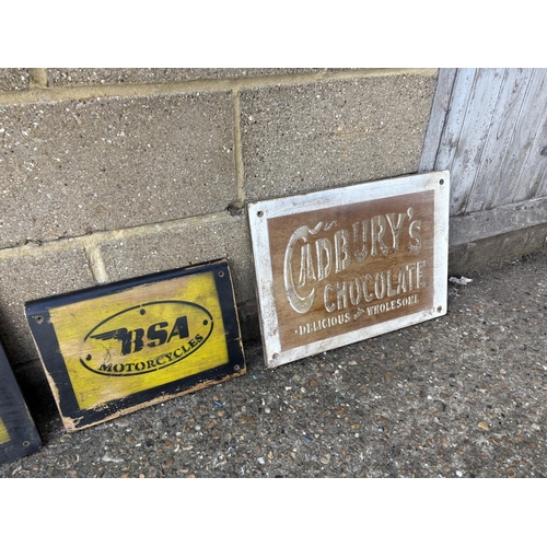 Three vintage style painted advert signs