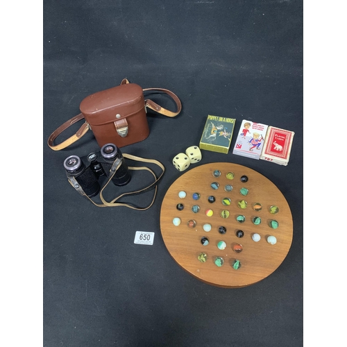 Solitaire, Carl Zeiss Jenna Binoculars and playing cards