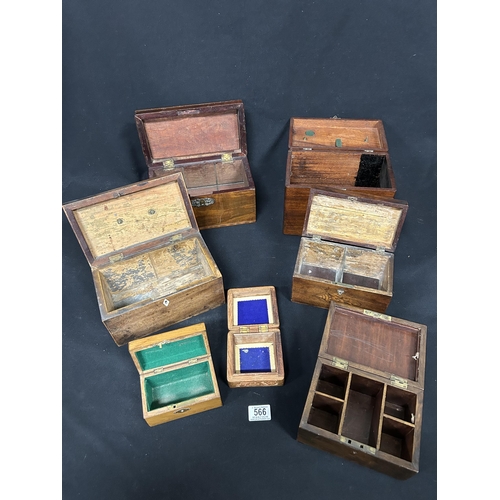 7 antique wooden boxes and tea caddy boxes