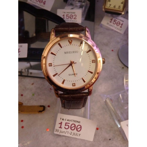 MREURIO QUARTZ MENS WATCH WITH GENUINE LEATHER STRAP