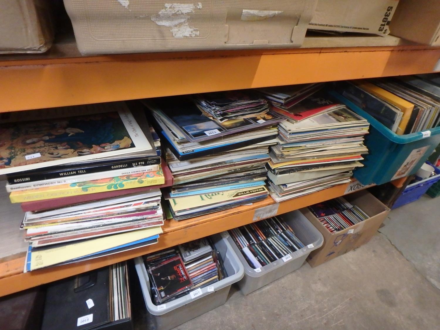 THREE STACKS OF VINYL RECORDS