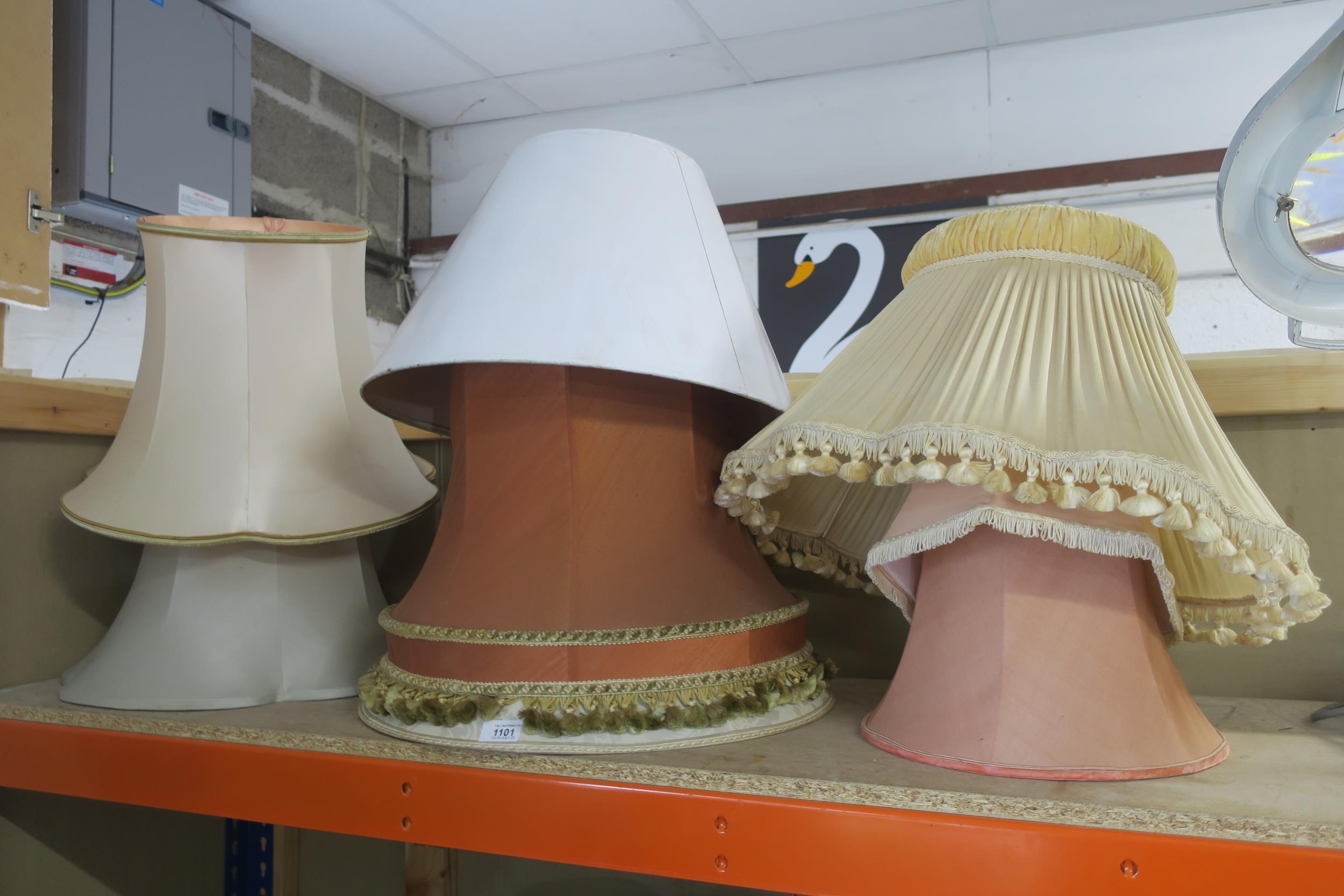 COLLECTION OF VARIOUS LARGE VINTAGE LAMP SHADES