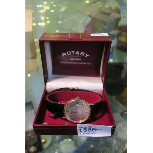 ROTARY WATCH IN BOX ,MENS VINTAGE , INSCRIBED ON BACK