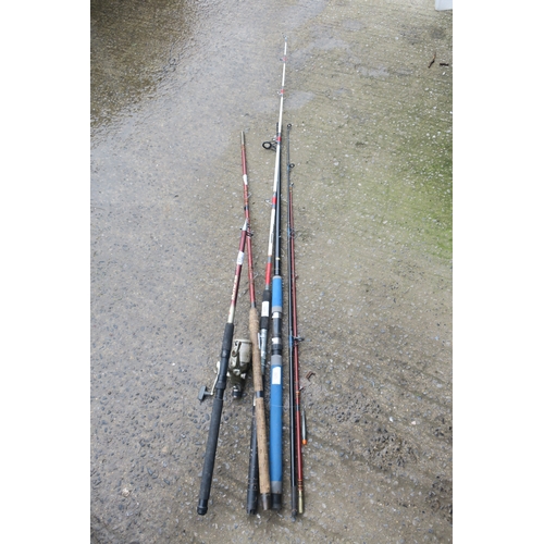 SELECTION OF FISHING RODS AND A REEL