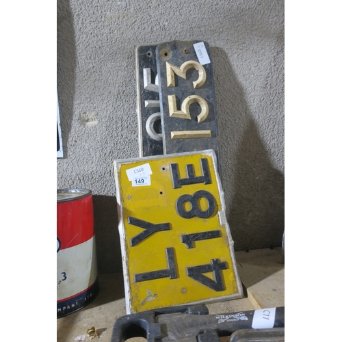 3 VINTAGE NUMBER PLATES