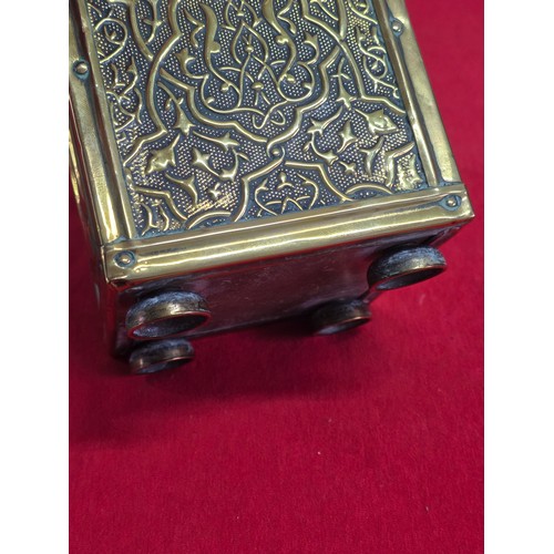 A Newlyn Style Edwardian Lidded Brass Tea Caddy with original tin ...