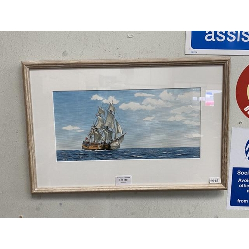 Nick Hardcastle original pen & ink drawing 'Endeavour' 46 x 30cm