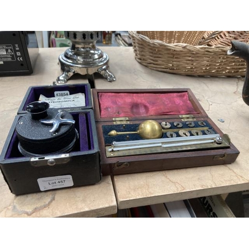 Cased Strobomeca tachometer & cased brass hydrometer