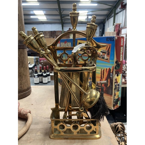 Victorian style brass companion set