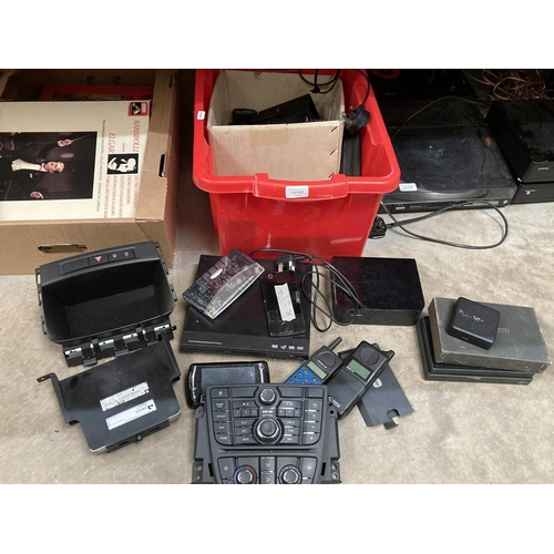 Box of electricals/ mobile phones inc. Motorola international 7200 ...