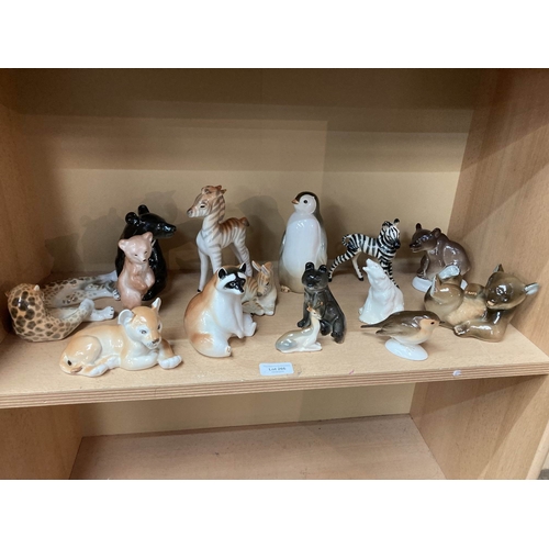 15 USSR Lomonosov porcelain animal figurines including a Penguin, Zebra ...