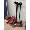 Halfords double barrel foot pump, hydraulic floor jack, 2 four wheeled ...