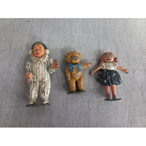 3 vintage 1950's Sacul lead hollow cast figures 'Andy Pandy, Looby Loo ...