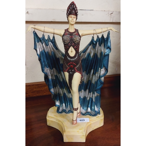 Art Deco Style Dancer Figure on Plinth Base - 39cm