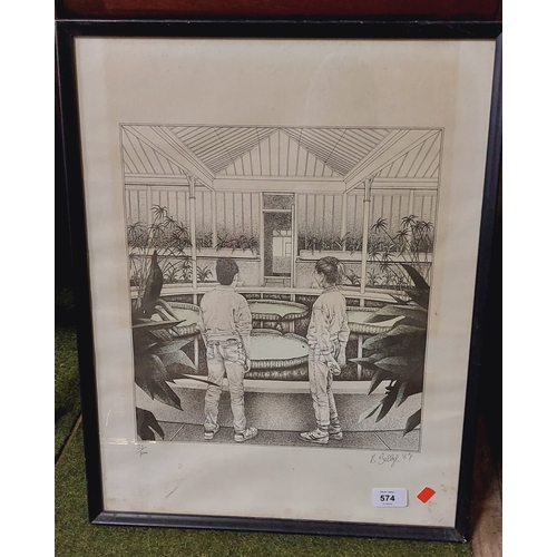 Robert Ballagh Print 23/300 - Botanic Gardens Lilly Pond