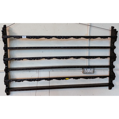 Highly Carved Victorian Oak Wall Mount Plate Rack - C. 122cm W x 78cm H