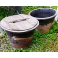 2 Large Crocks - One With Lid - C. 46cm W x 33cm H