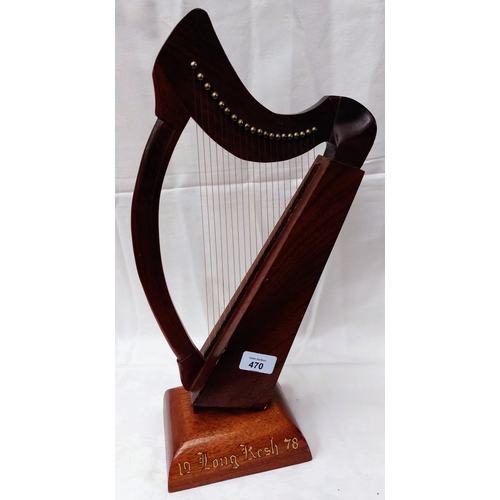 Long Kesh 1978 Wooden Harp - C. 46cm H - With Inscription on Base