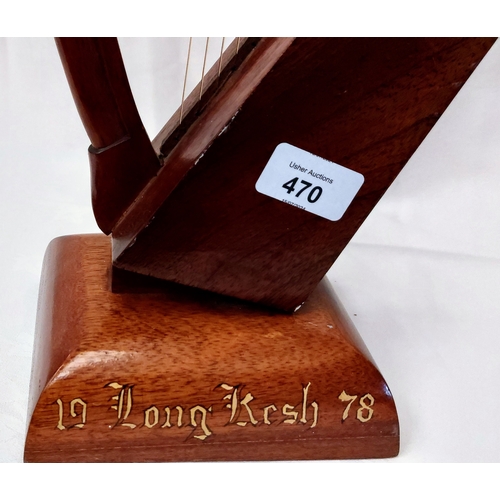 Long Kesh 1978 Wooden Harp - C. 46cm H - With Inscription on Base
