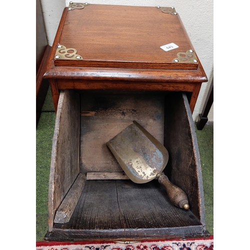 Neat Brass Bound Coal Locker - C. 33cm x 33cm x 52cm H