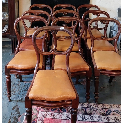 Set of 11 Victorian Mahogany Spoon Back Dining Chairs