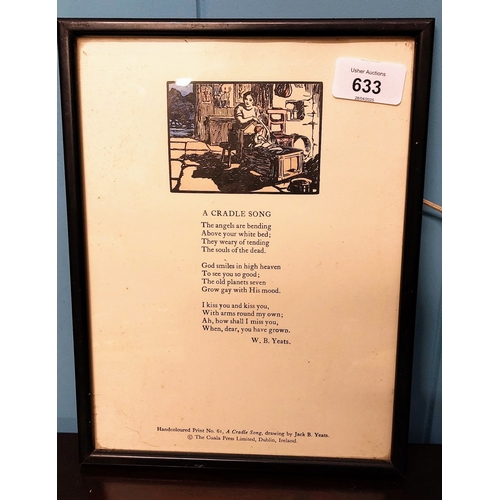 Cuala Press Hand Coloured Print - A Cradle Song, Drawing by Jack B Yeats