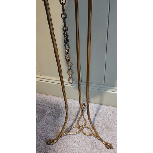 Pair of Brass Planters and Stands with Claw Foot - C. 31cm W x 94cm H