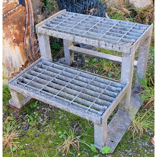 Set of Heavy Duty Galvanised Steps - C. 60cm W x 43cm H