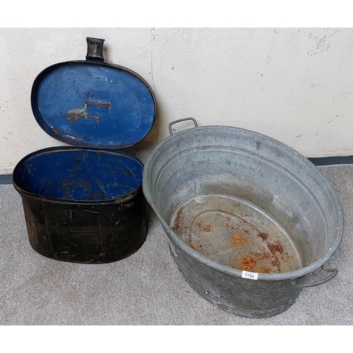 Galvanize Basin (70cm W) & an Oval Tin Box (40cm W)