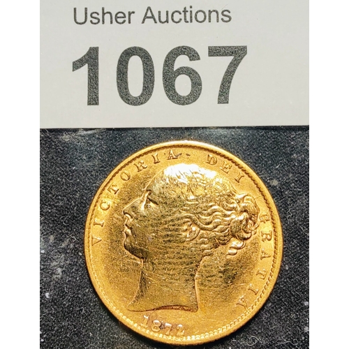 Gold Sovereign - Victorian - Young Head with Shield Back 1872
