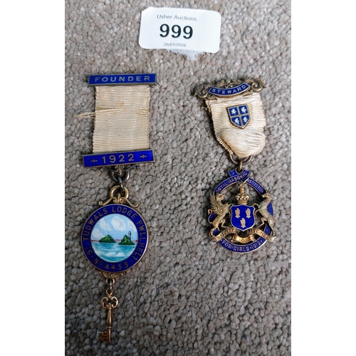 Two Silver Masonic Badges