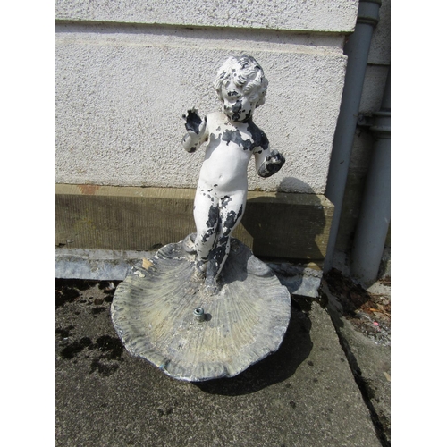 Antique Lead Fountain Cherub Motif Central Decoration above Shell Basin ...