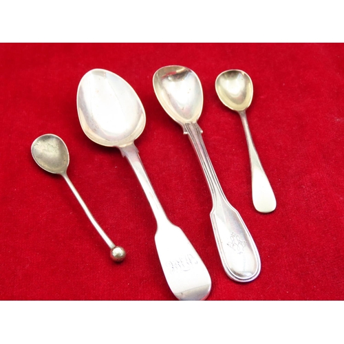 Two Silver Teaspoons and Two Silver Nickle Cruet Spoons