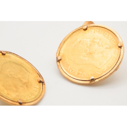 Pair of Napoleon III Emperor Coin Set Cufflinks Set in 9 Carat Yellow ...